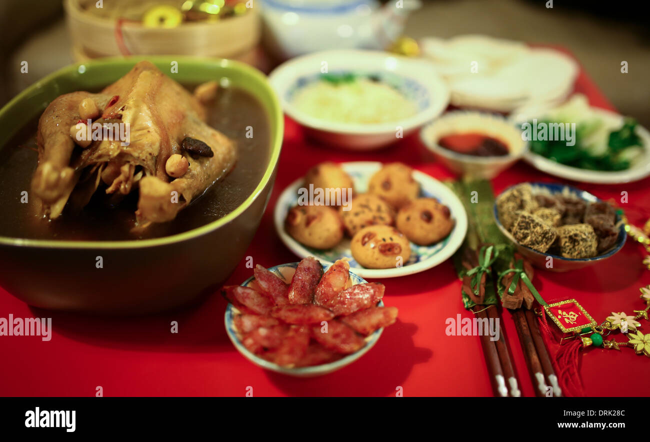 Chinese or Lunar New Year food are served with different kinds Stock ...