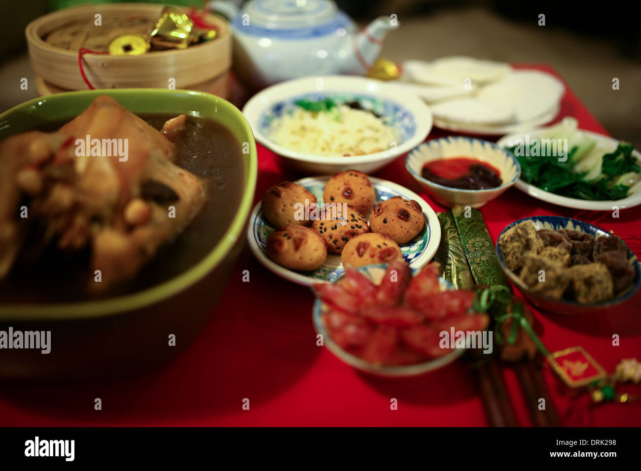 Chinese or Lunar New Year food are served with different kinds Stock ...