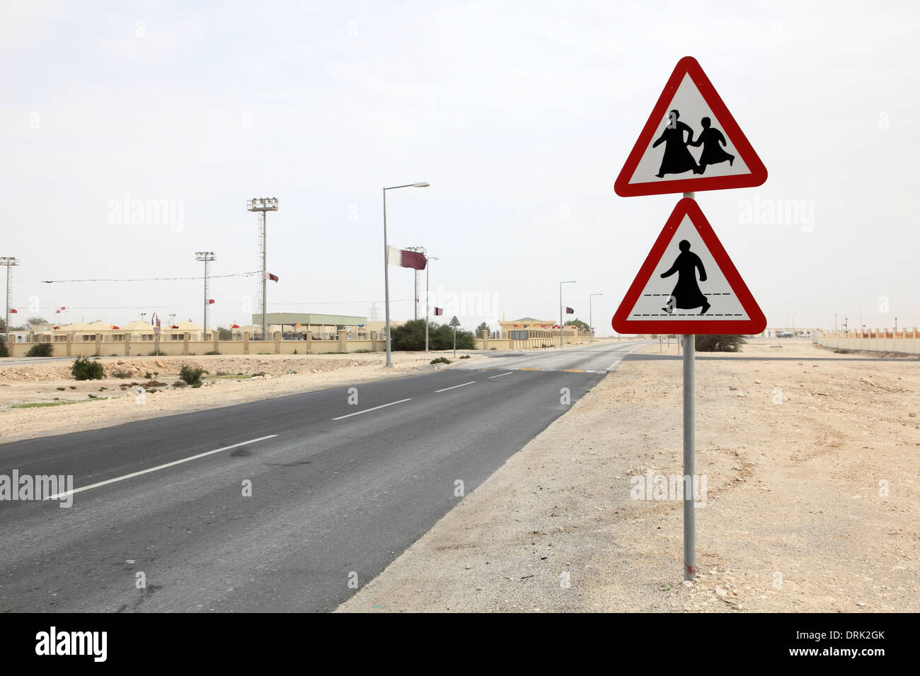 Road sign qatar hi-res stock photography and images - Alamy