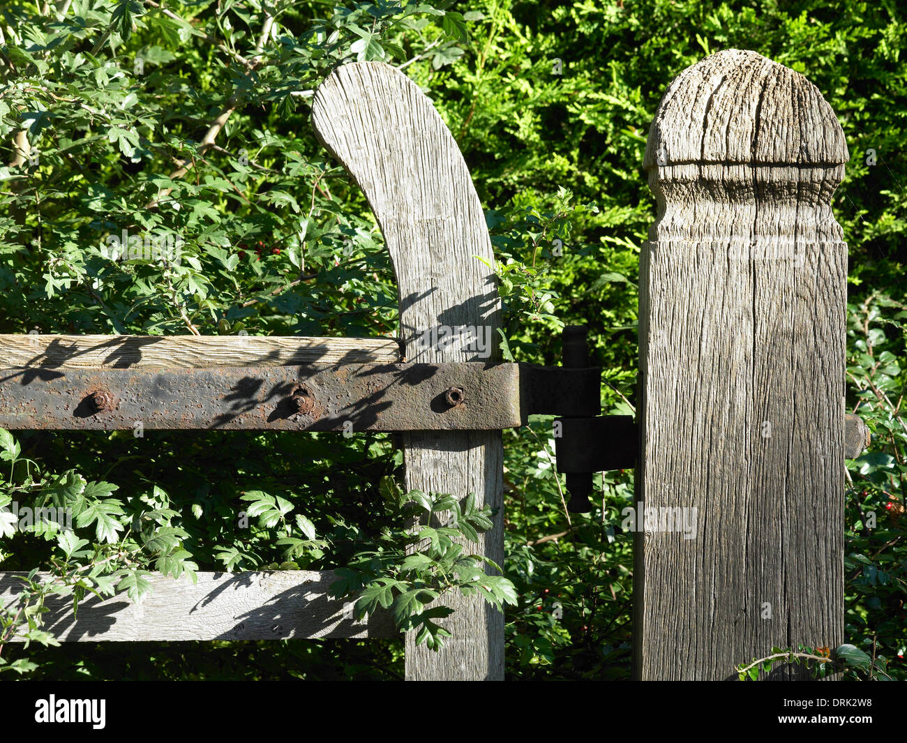Wooden gate posts Stock Photo - Alamy