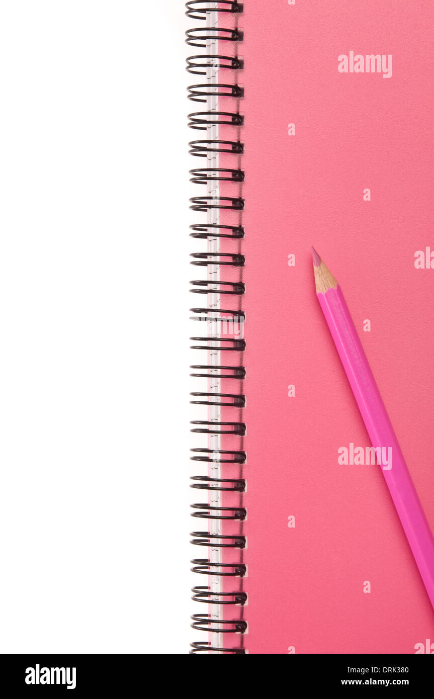 pink pencil on pink notebook Stock Photo - Alamy