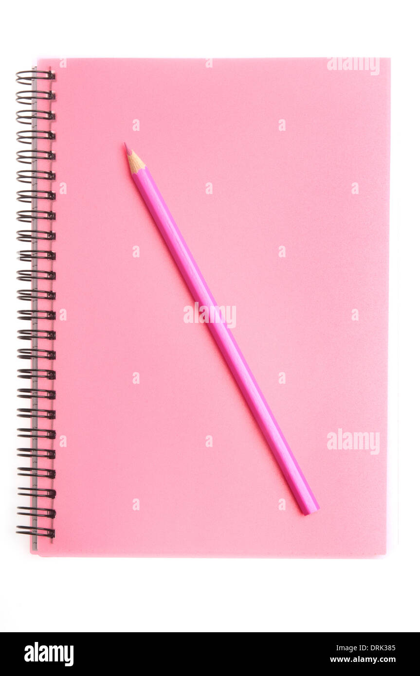 pink pencil on pink notebook Stock Photo - Alamy