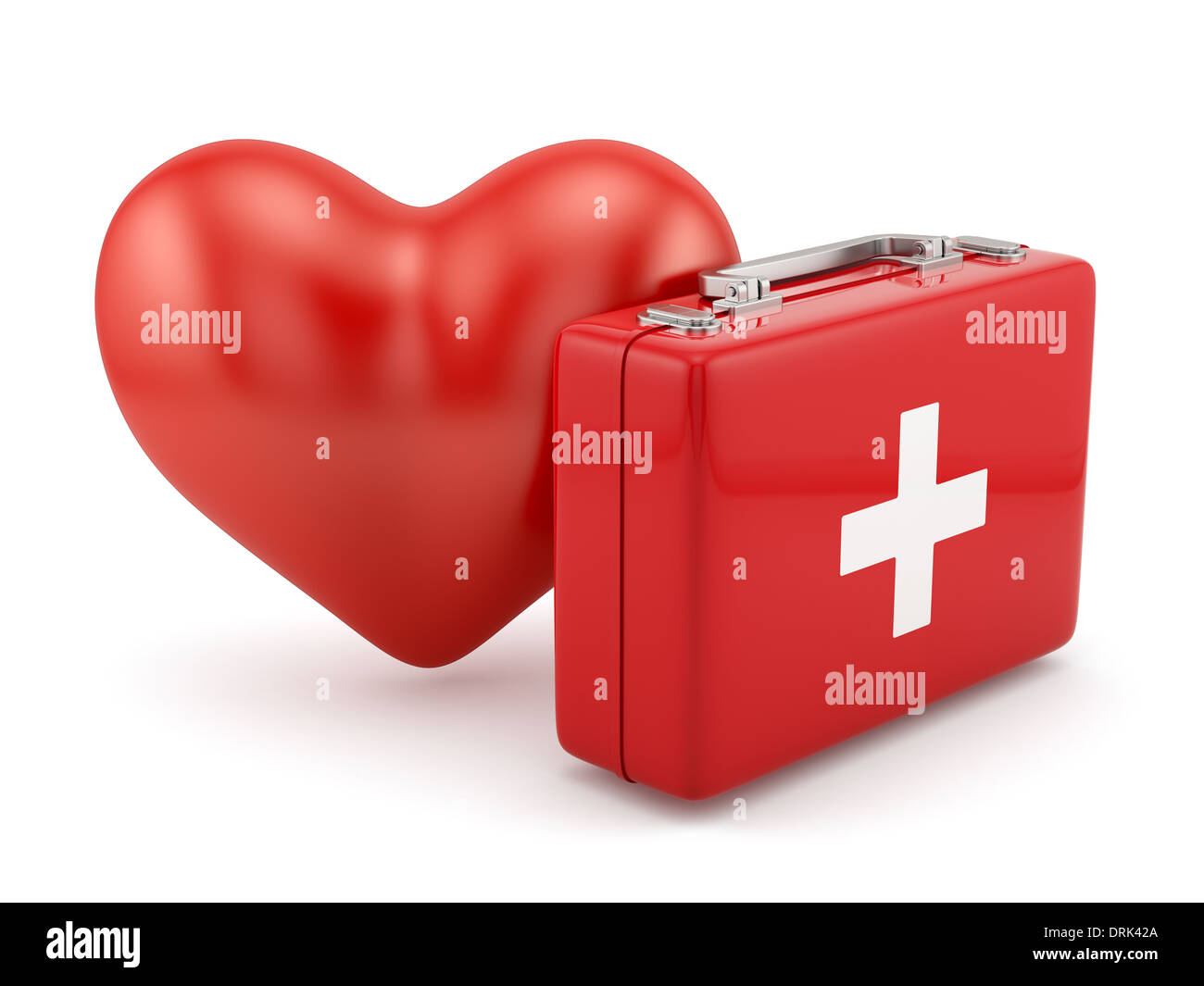 3d render of first aid kit with heart shape isoalted on white ...