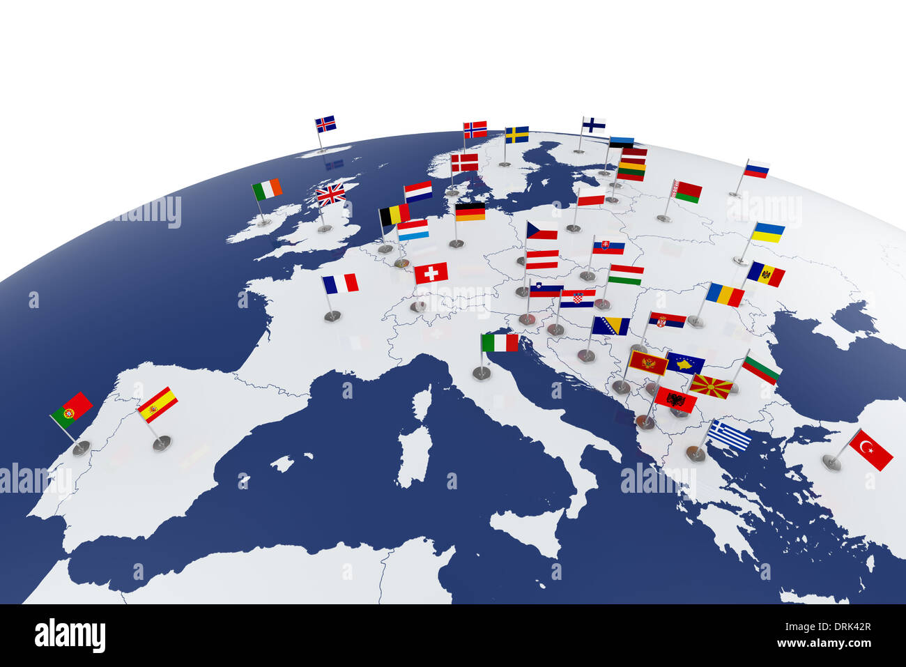 3d render of Europe map with countries flags Stock Photo - Alamy
