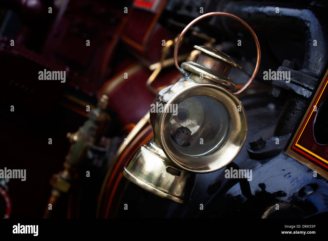 Old brass carriage lamp on vintage steam engine Stock Photo - Alamy