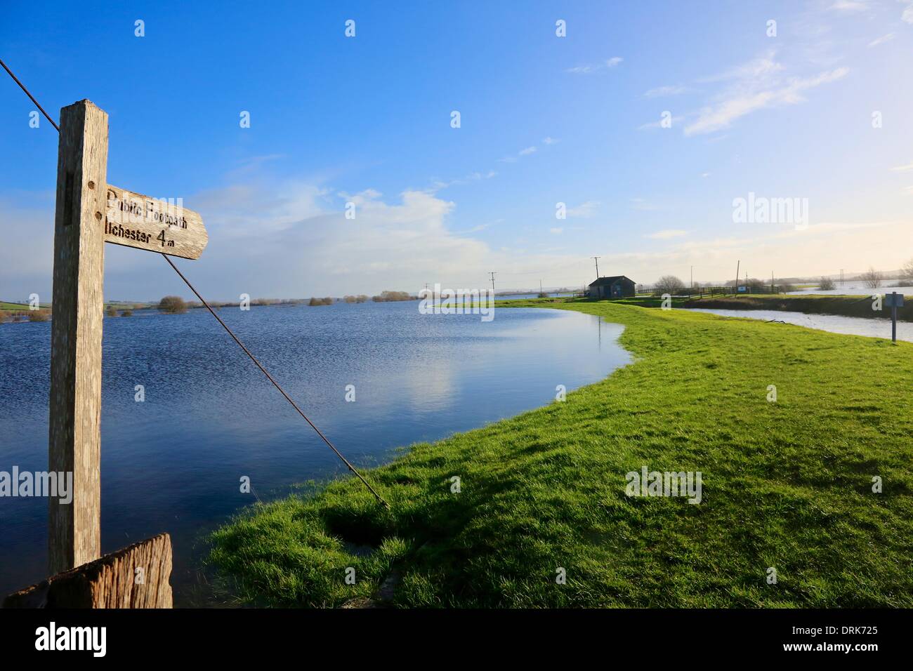 Long Load, Somerset Levels, Somerset, UK. 28th January 2014. Footpaths ...