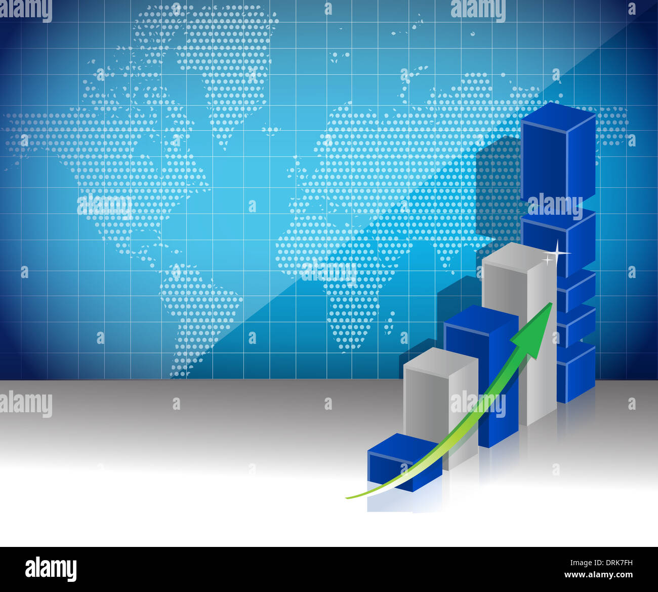 world map business graph profits concept illustration background Stock ...
