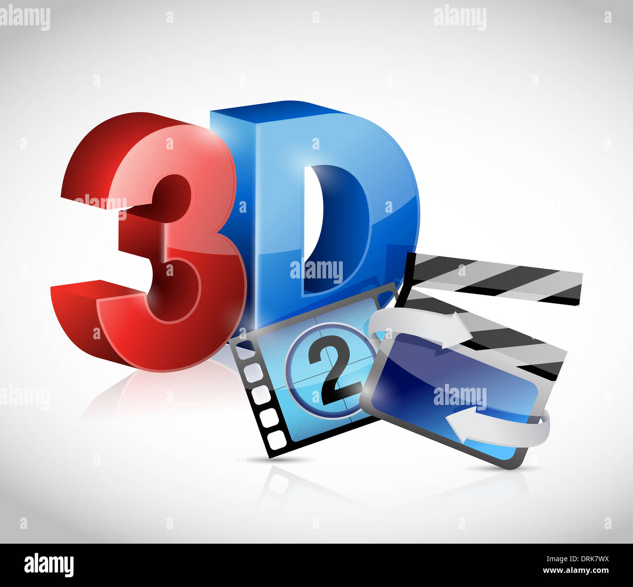 3D movie concept illustration design over white Stock Photo - Alamy