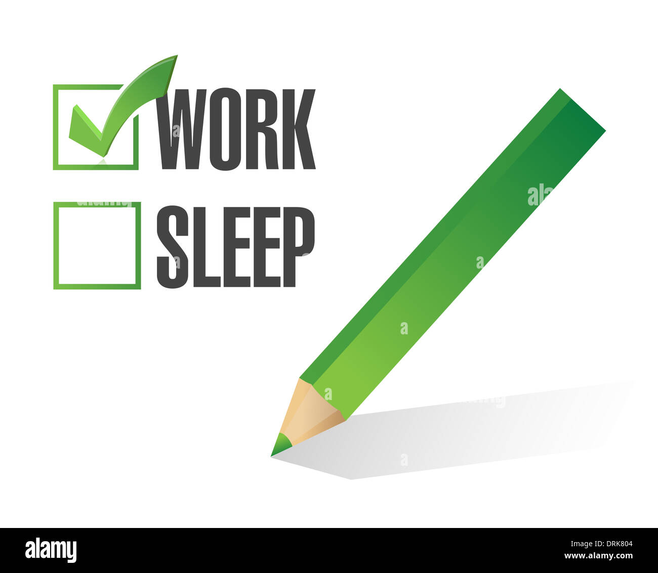 work sleep check mark illustration design over white Stock Photo - Alamy