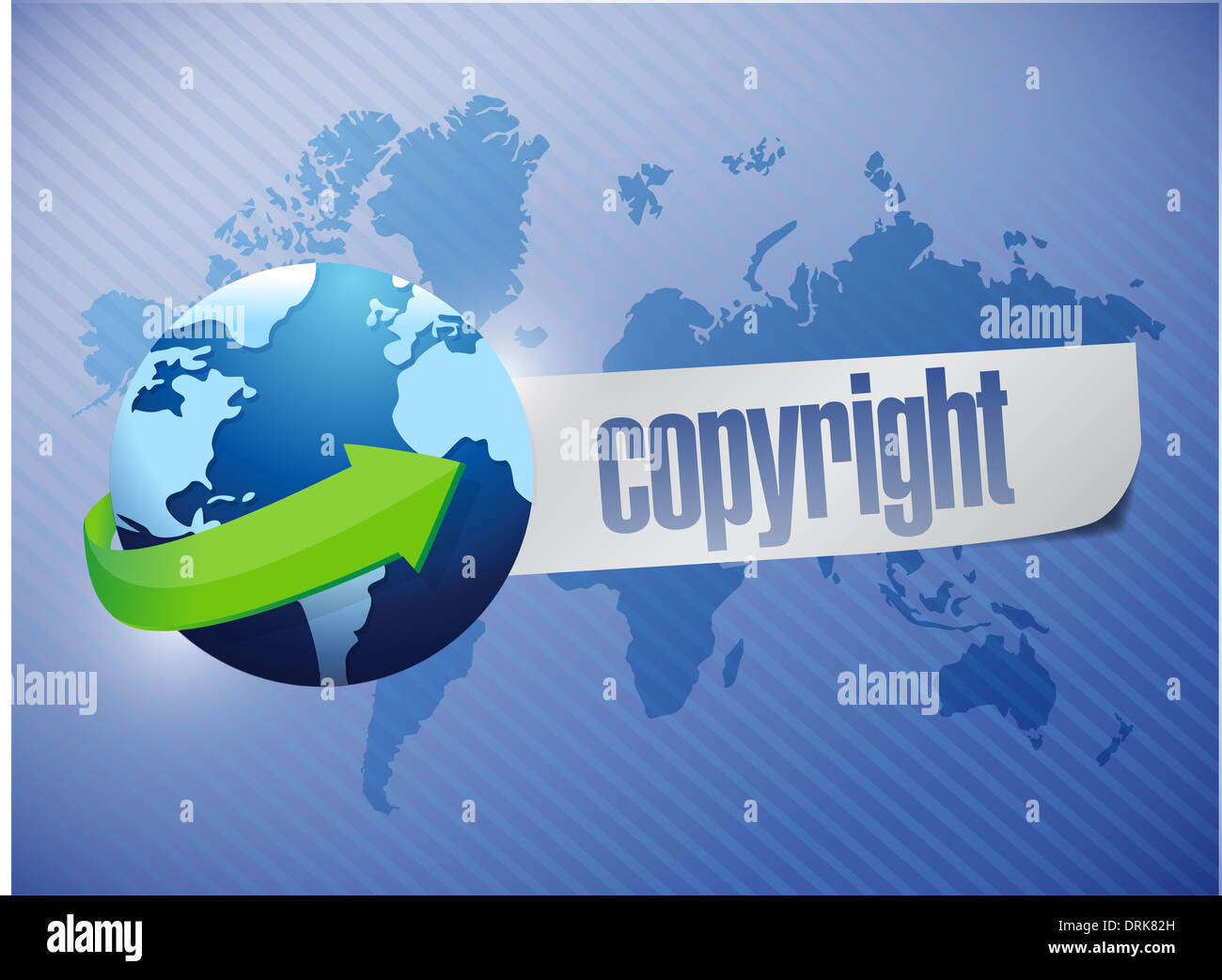 copyright globe concept illustration design over a world map background ...