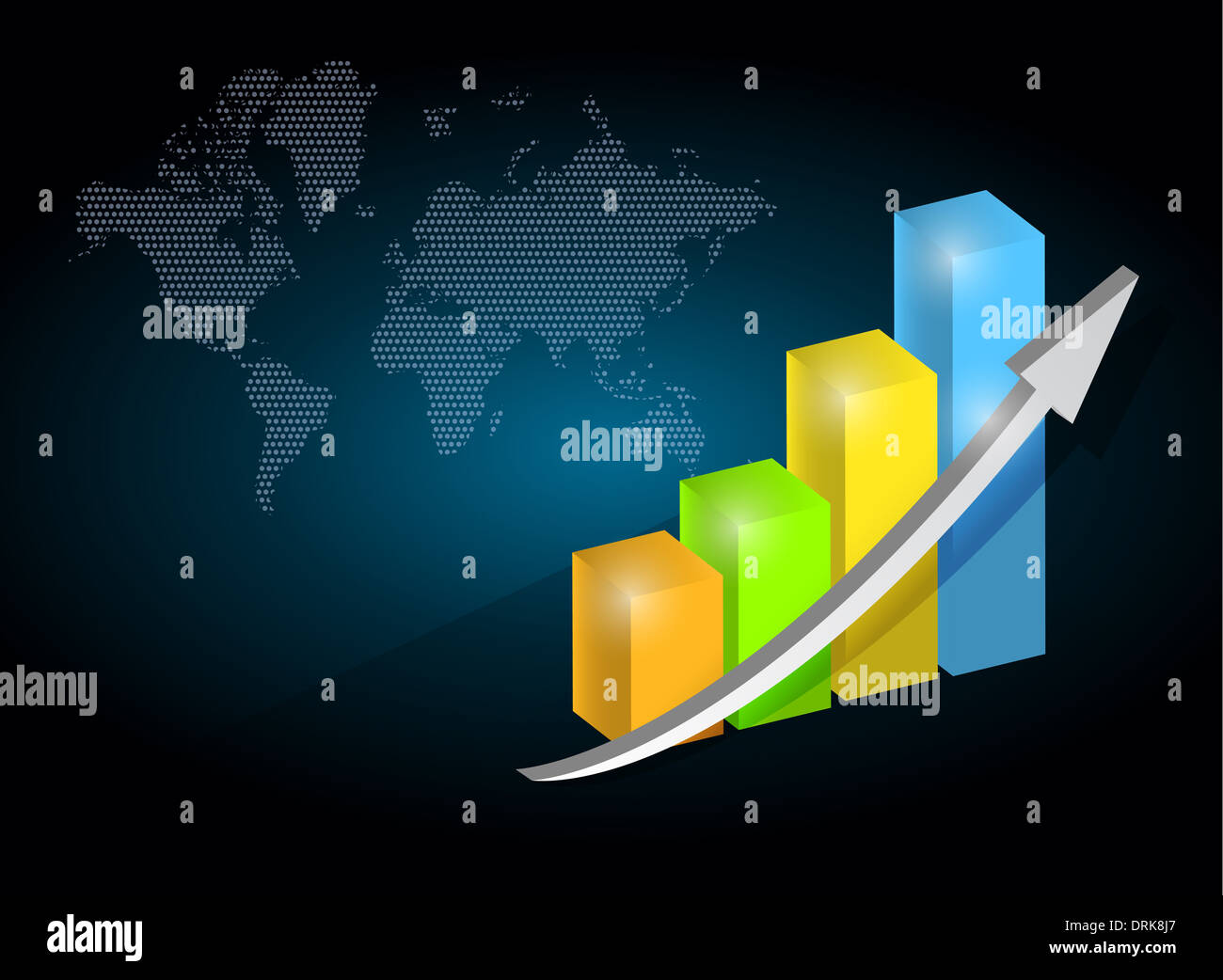 successful business graph illustration design and world map Stock Photo ...