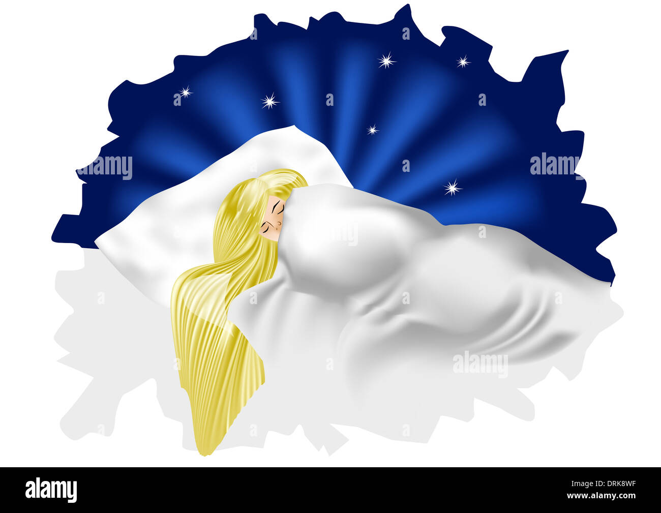 sleep in bed. young woman under blanket Stock Photo - Alamy