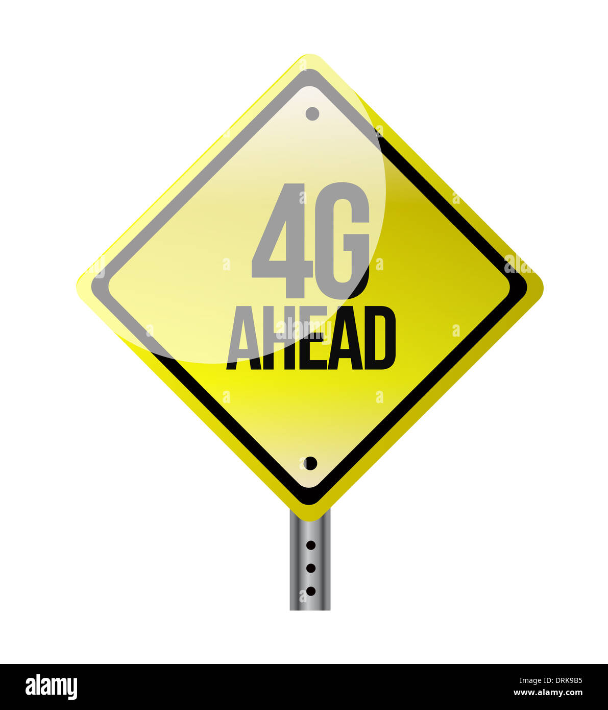 4g ahead yellow road sign illustration design Stock Photo - Alamy