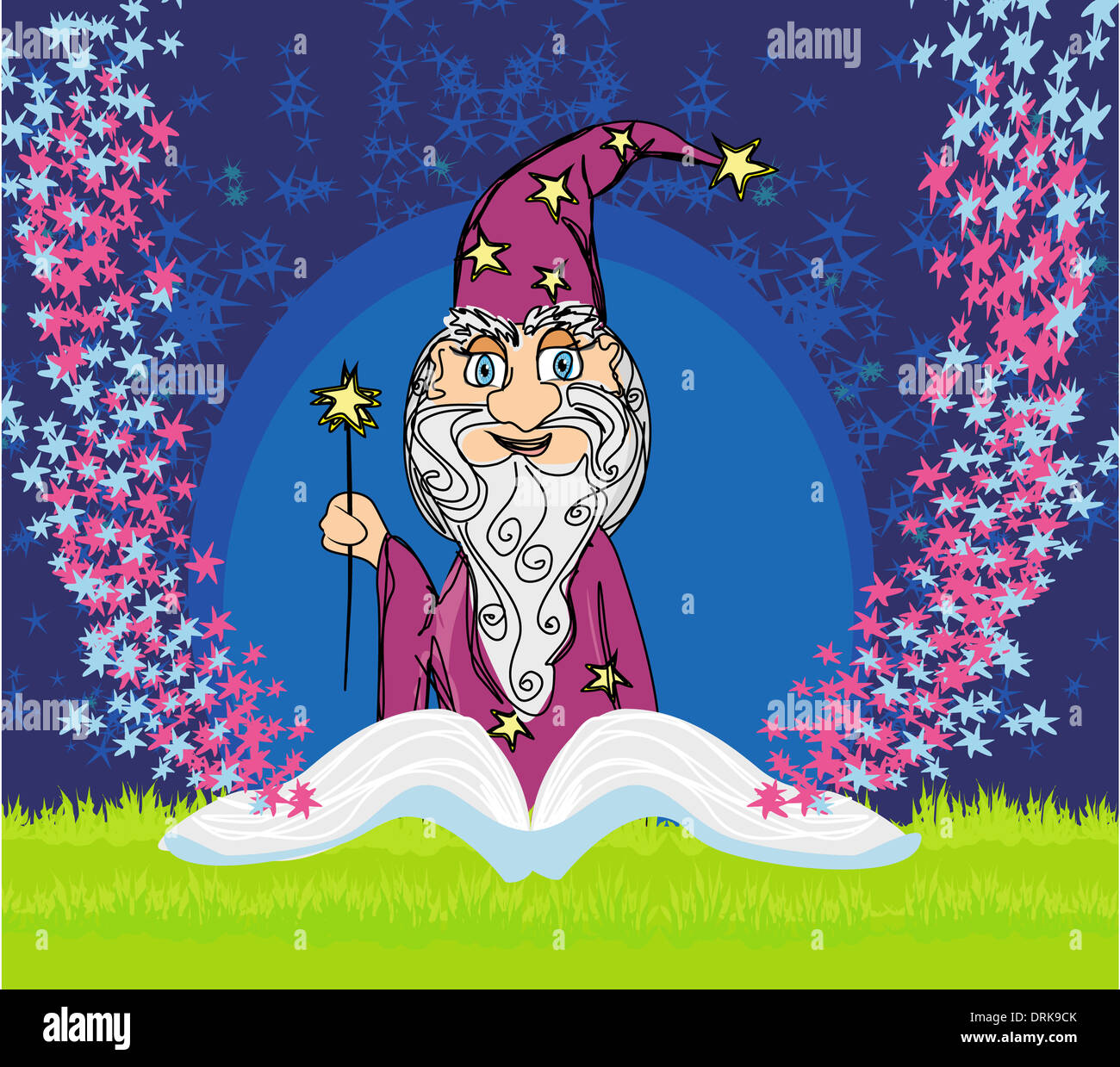 funny wizard and magic book Stock Photo - Alamy