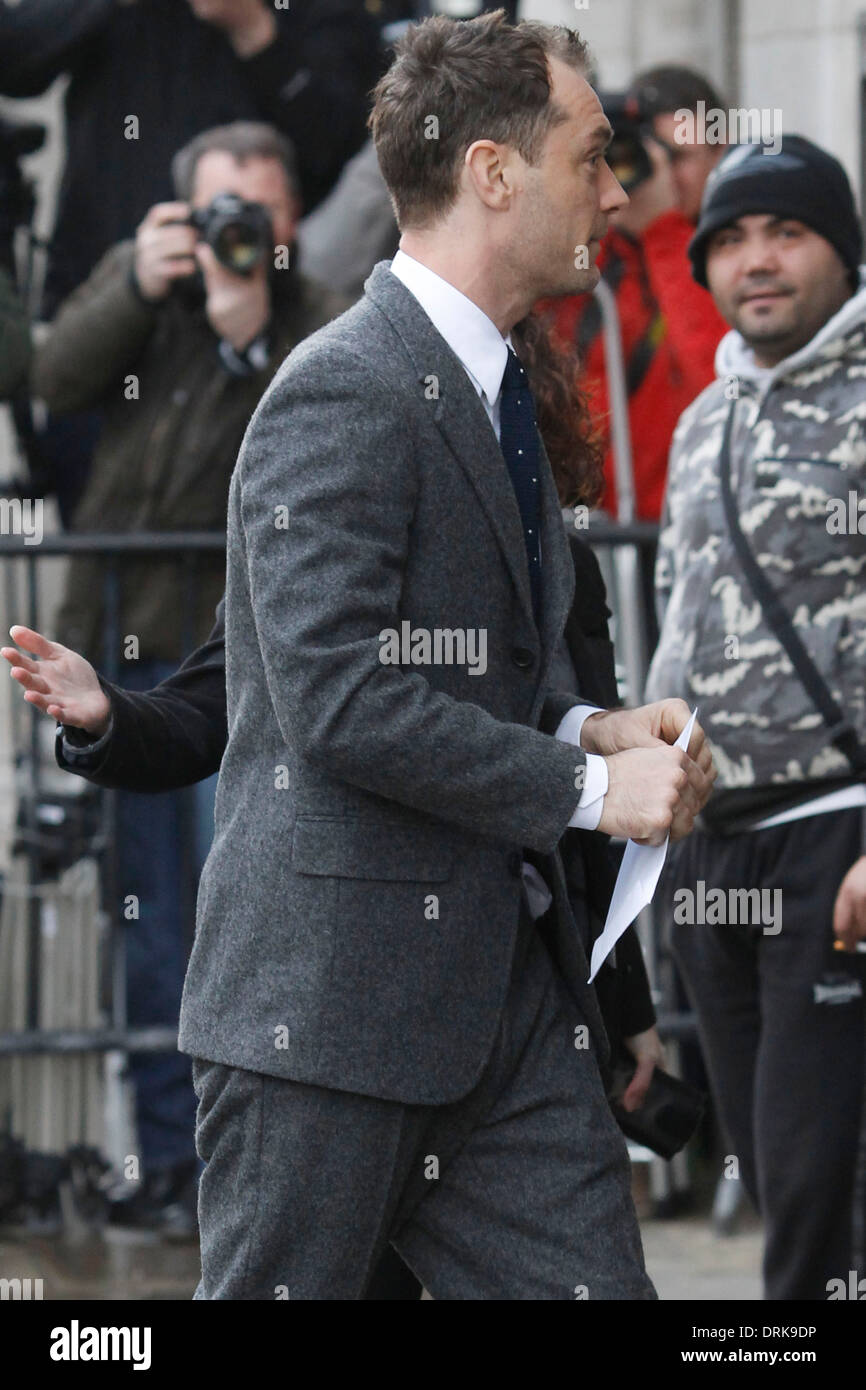 British actor Jude Law arrives at the Old Bailey Criminal Court to give ...