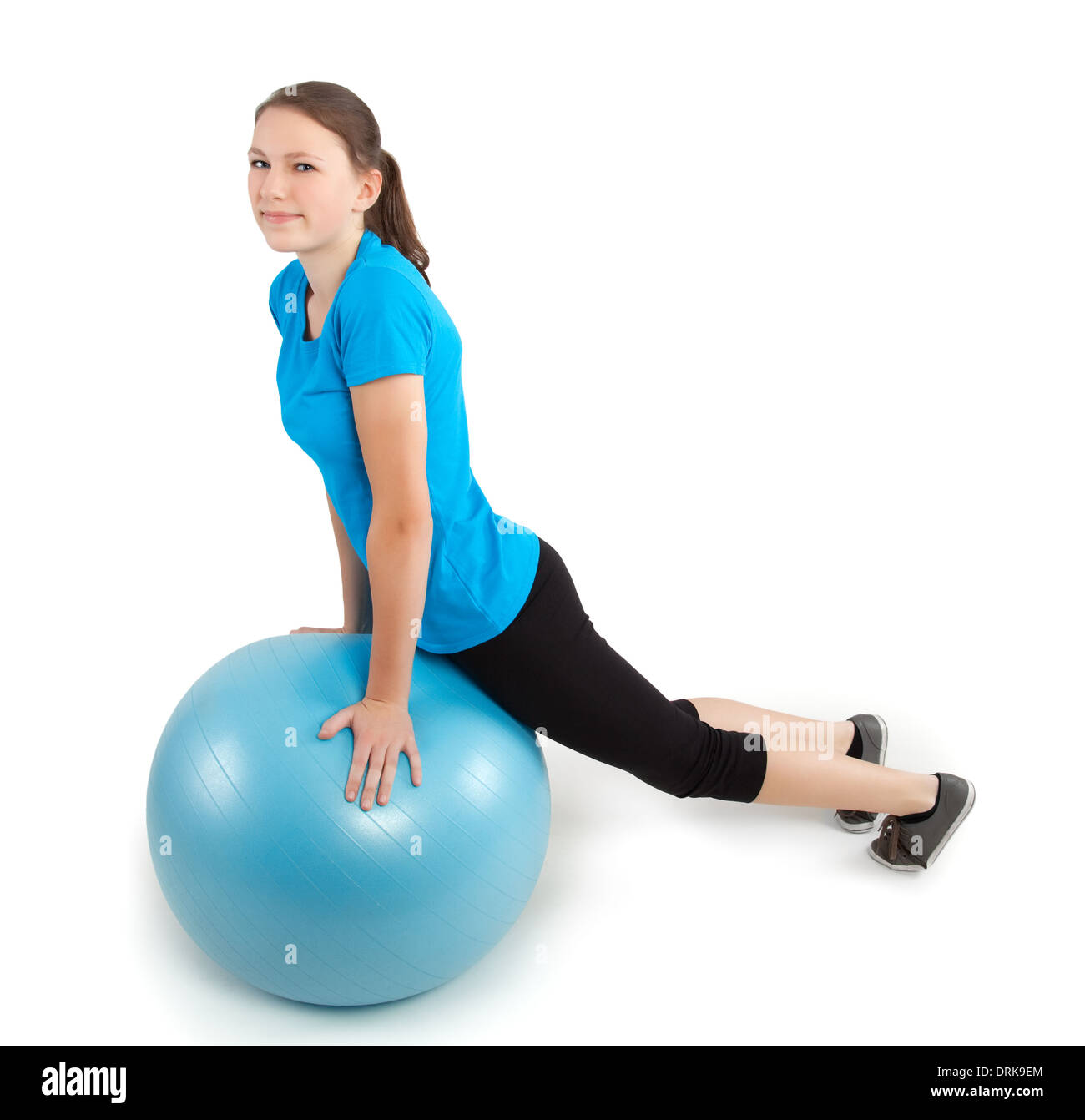 fitness exercises with blue ball Stock Photo - Alamy