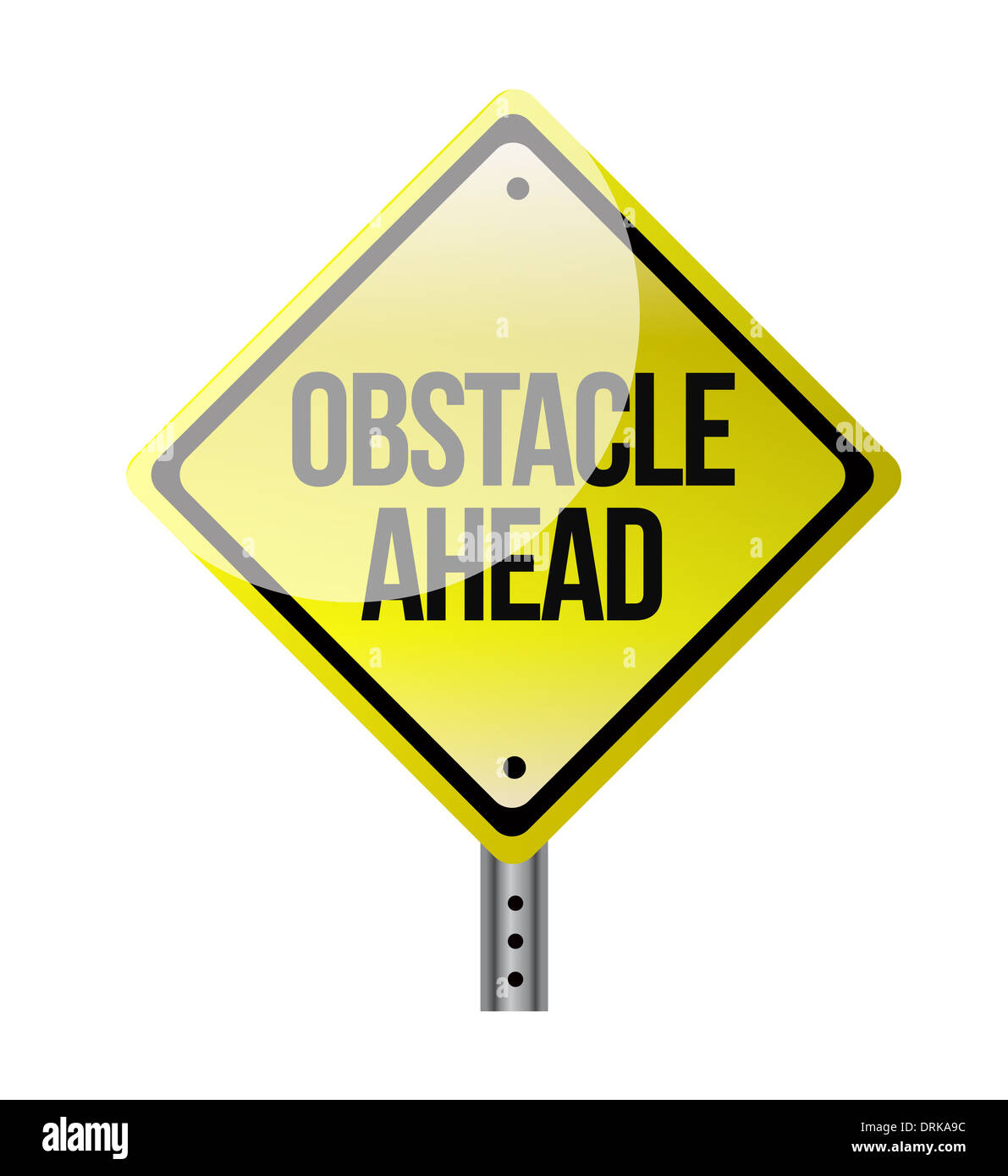 obstacle ahead yellow road sign illustration design over white Stock ...
