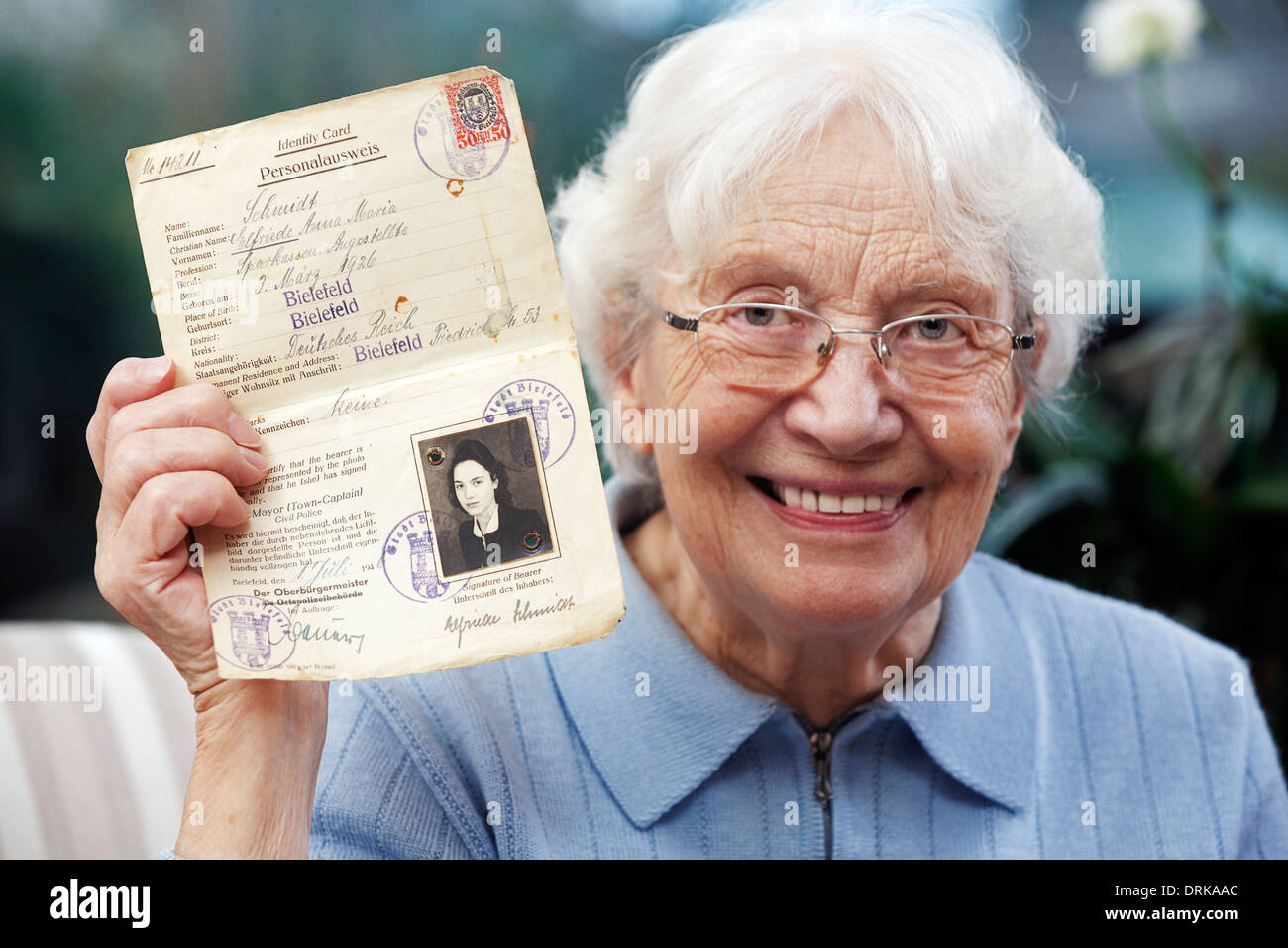 Senior women showing her old temporary passport Stock Photo: 66193412 ...