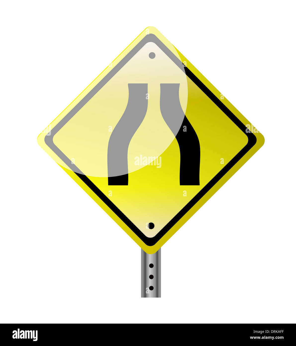 Yellow triangular warning signboard Cut Out Stock Images & Pictures - Alamy