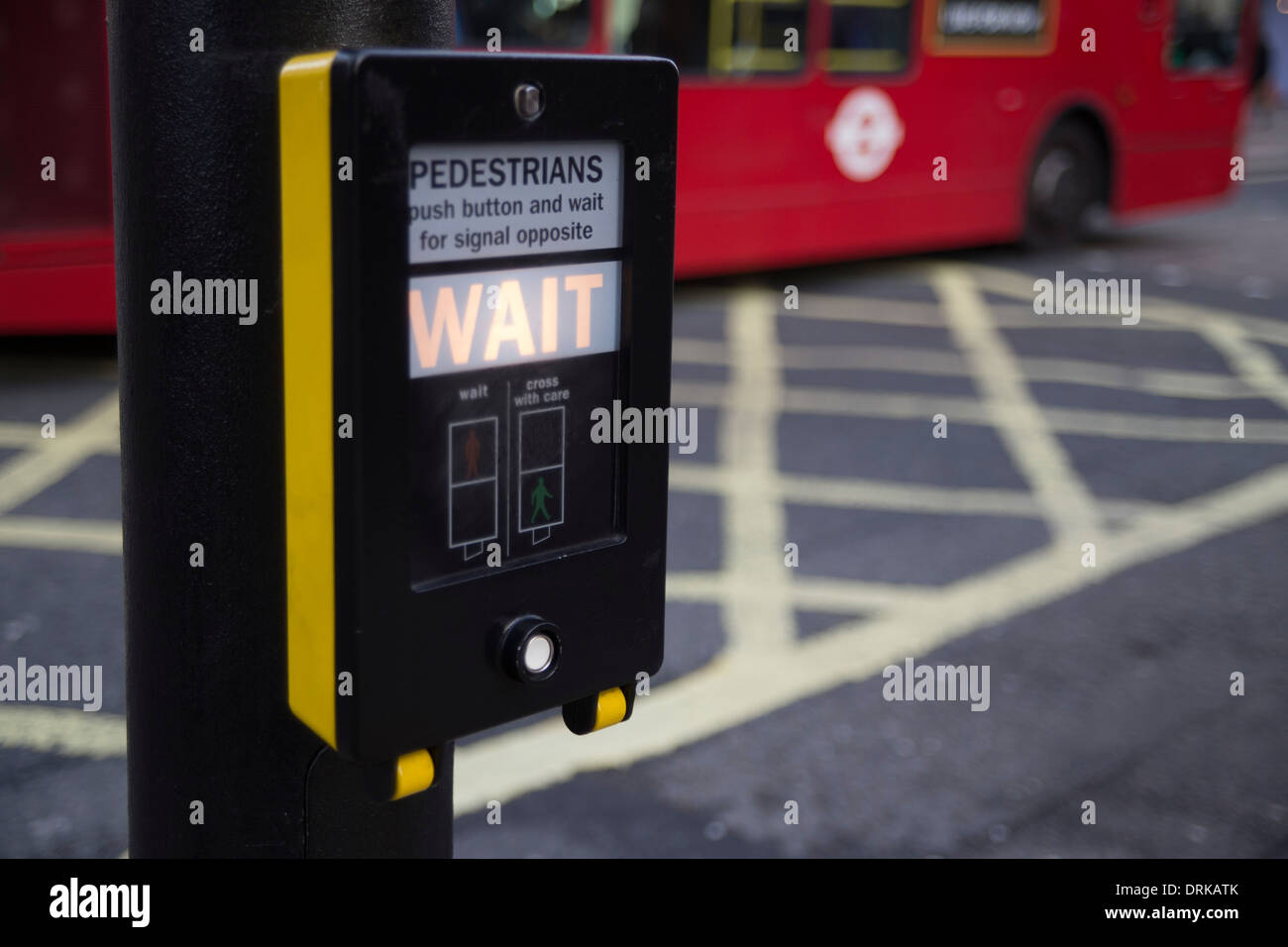 Illuminated wait sign at pedestrian crossing, London Stock Photo - Alamy