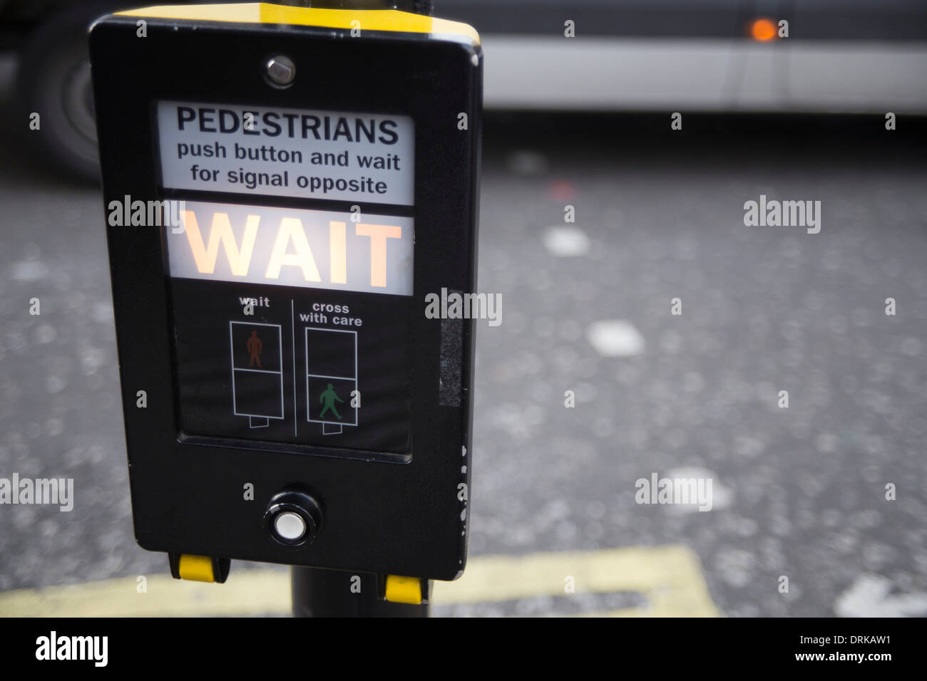 Illuminated wait sign at pedestrian crossing, London Stock Photo - Alamy