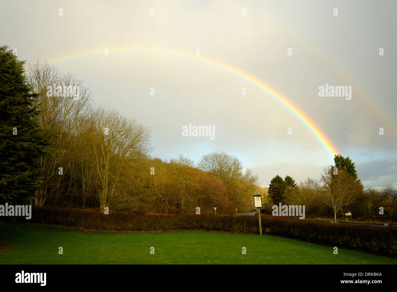 Rainbow at the Rhydspence Inn Stock Photo - Alamy