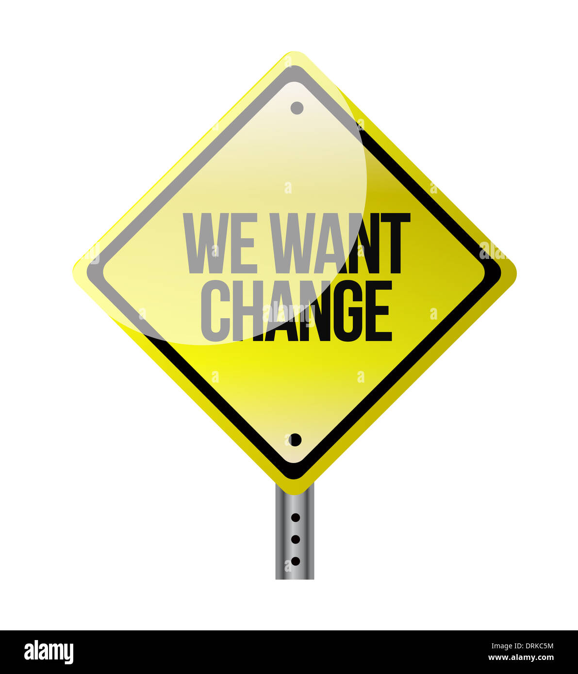 we want change yellow road sign illustration design Stock Photo - Alamy
