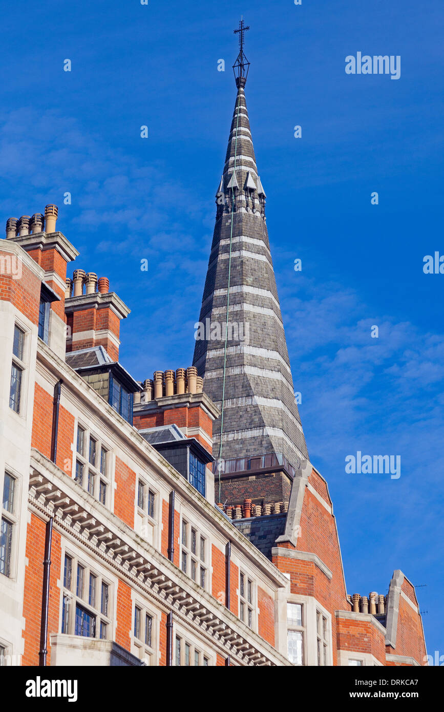 London, Fitzrovia The spire of William Butterfield's All Saints church ...