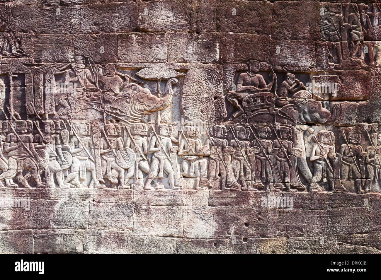 Bas reliefs at the Bayon temple, Cambodia Stock Photo - Alamy
