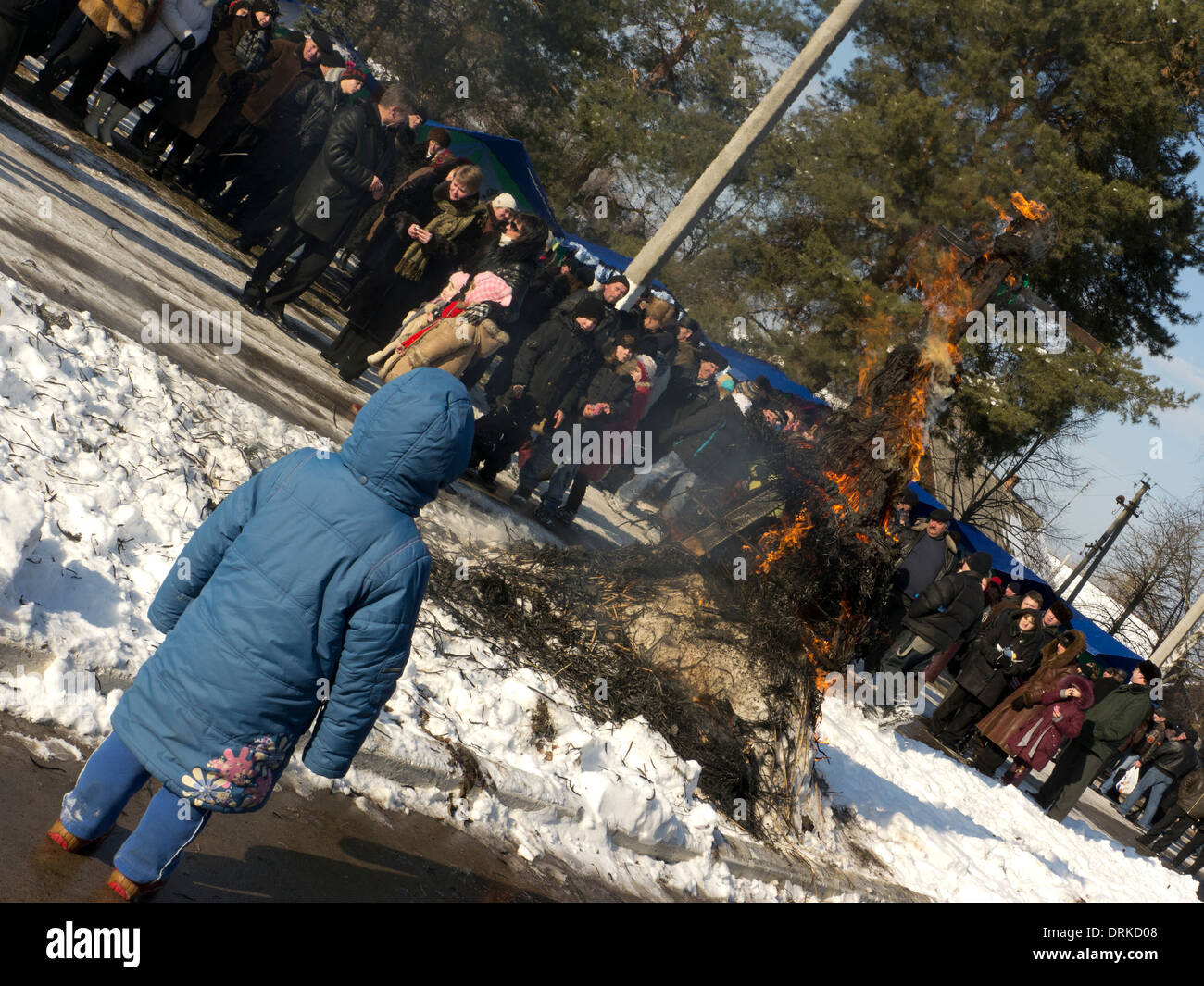 Ivankiv winter festival Ukraine burning man Stock Photo - Alamy