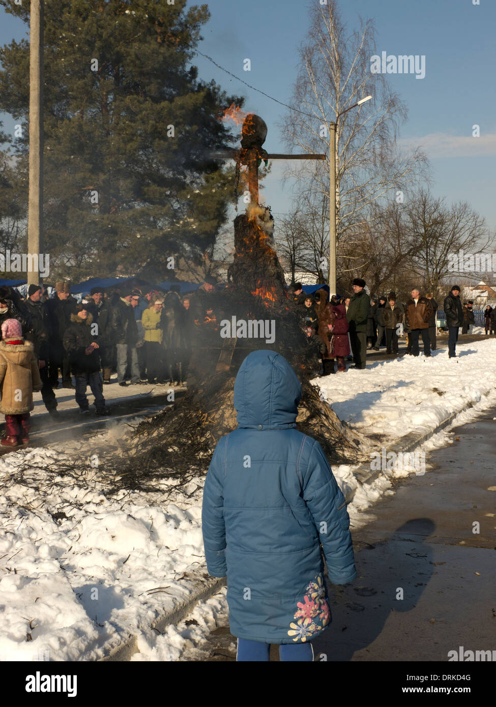 Ivankiv winter festival Ukraine burning man Stock Photo - Alamy
