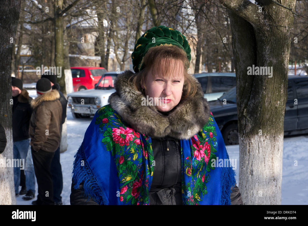 Ivankiv winter festival Ukraine burning man Stock Photo - Alamy