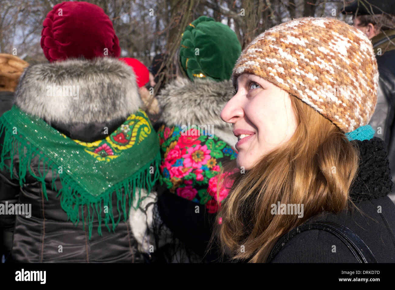 Ivankiv winter festival Ukraine burning man Stock Photo - Alamy