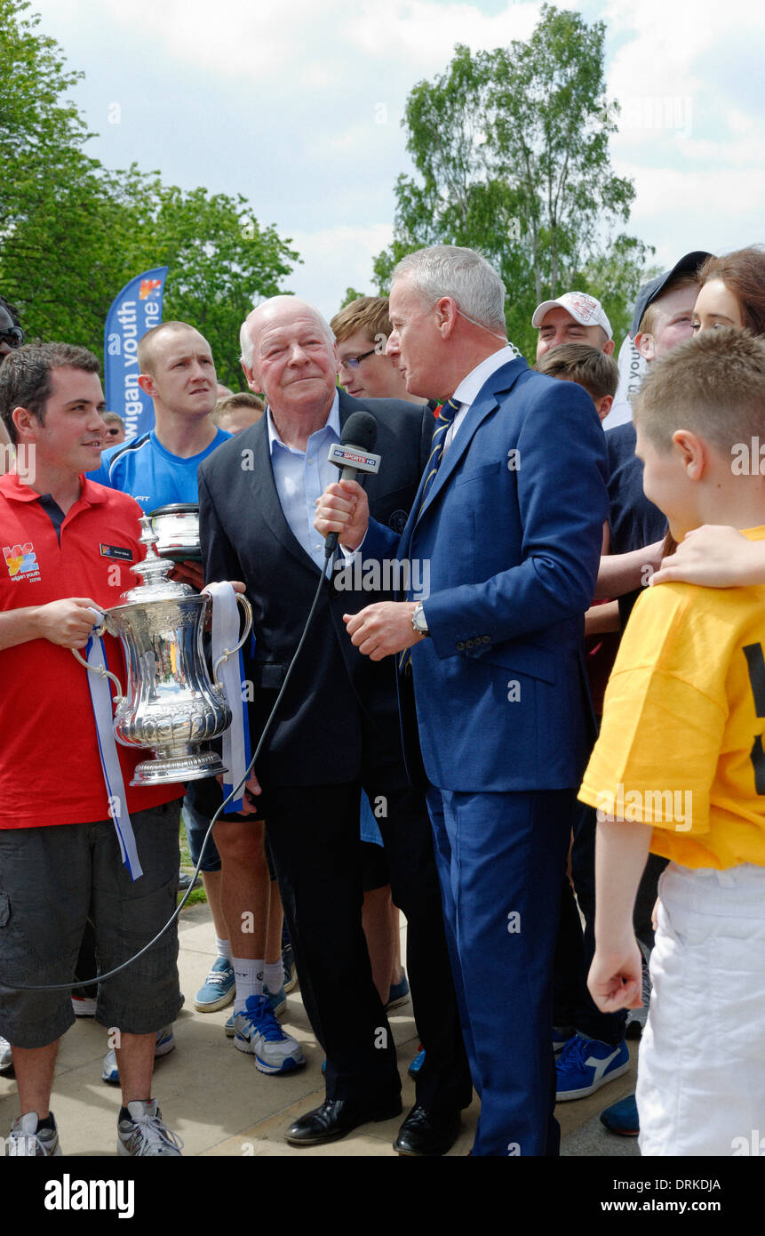 Wigan Athletic chairman Dave Whelan being interviewed by Jim White of ...