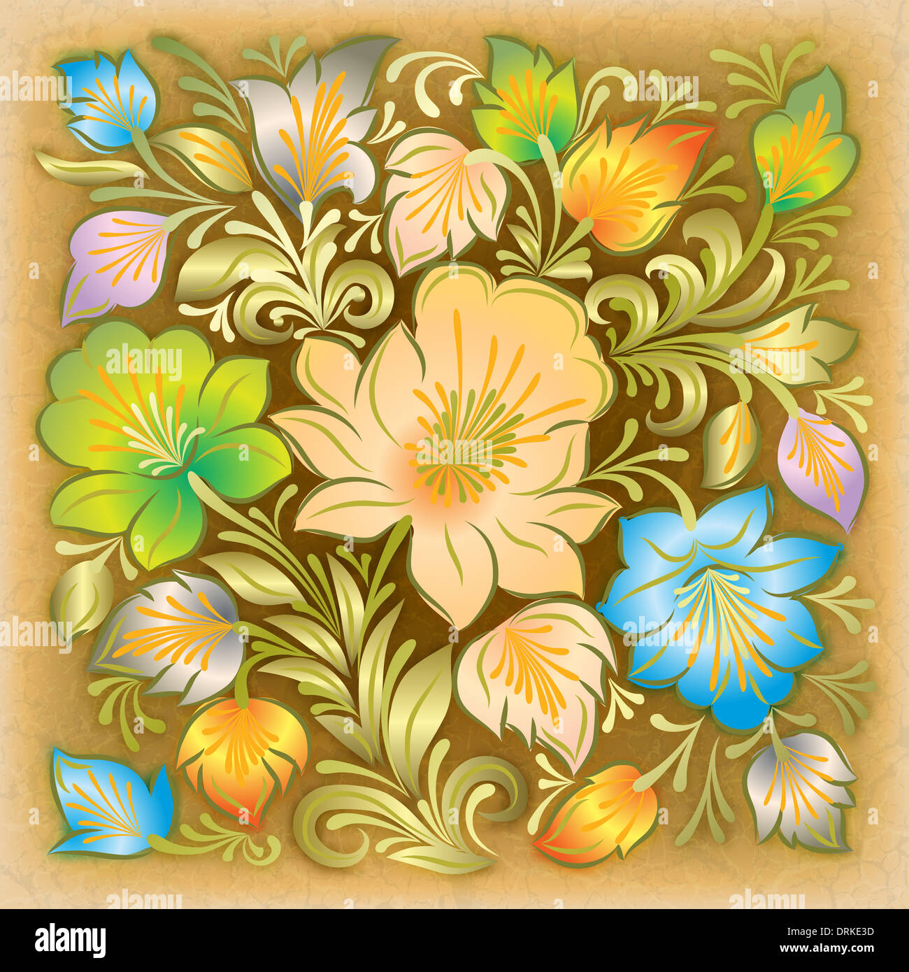abstract grunge beige background with color floral ornament Stock Photo ...