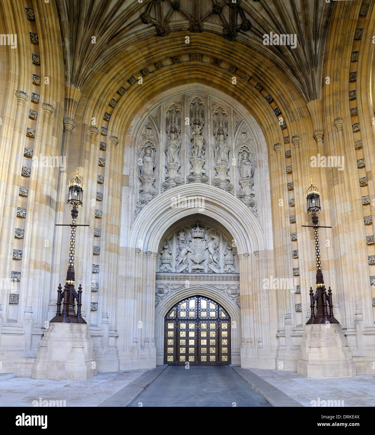 London, England, UK. Houses of Parliament - Sovereign's entrance Stock ...