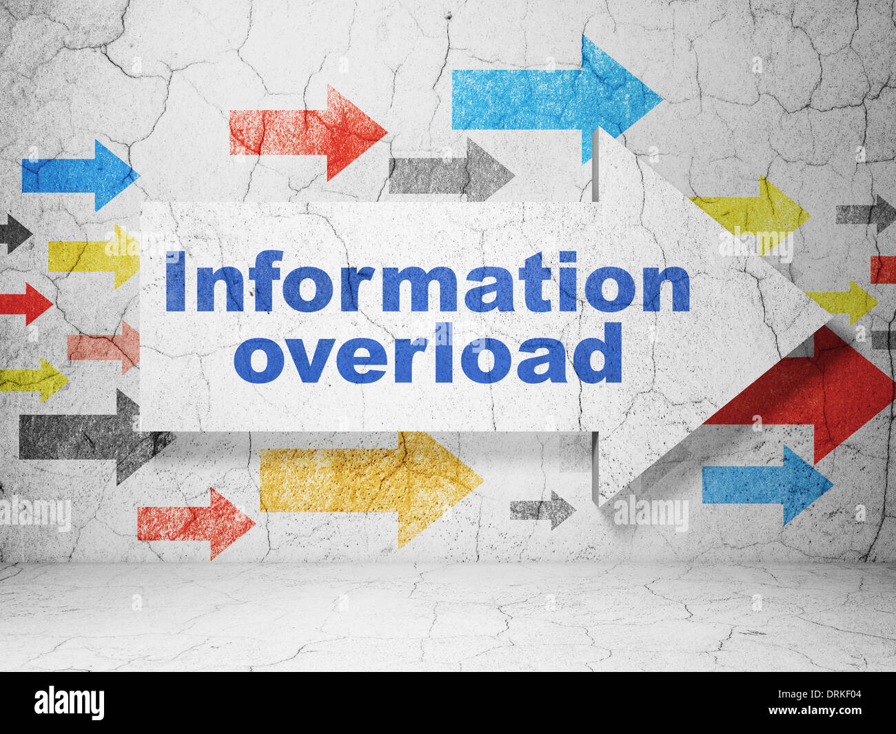 Information concept: arrow with Information Overload on grunge wall ...