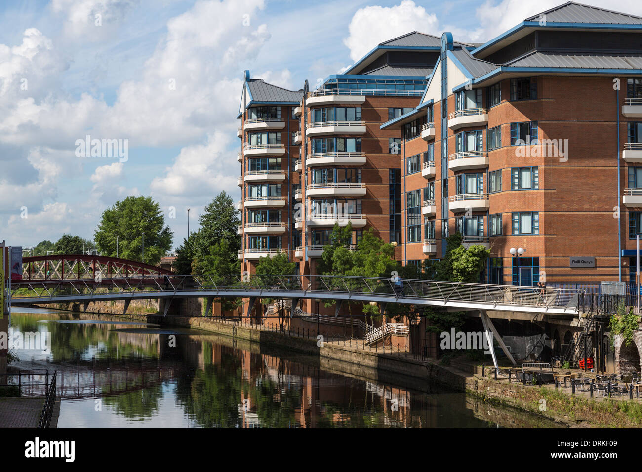 Riverside apartment block, River Irwell, Manchester, England Stock ...