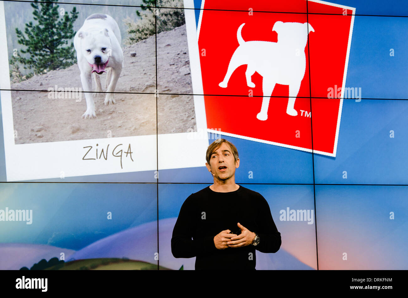 At press event "Zynga Unleashed", founder and CEO Mark Pincus shows a ...