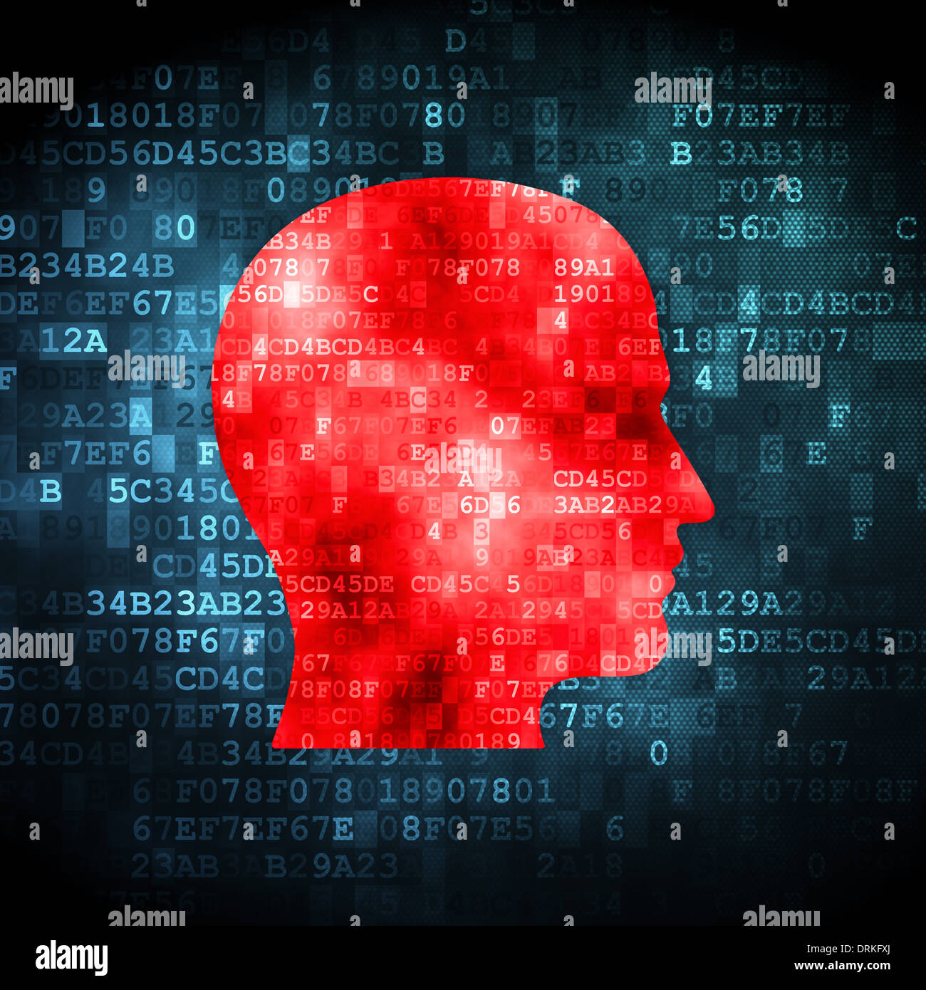Information concept: Head on digital background Stock Photo - Alamy