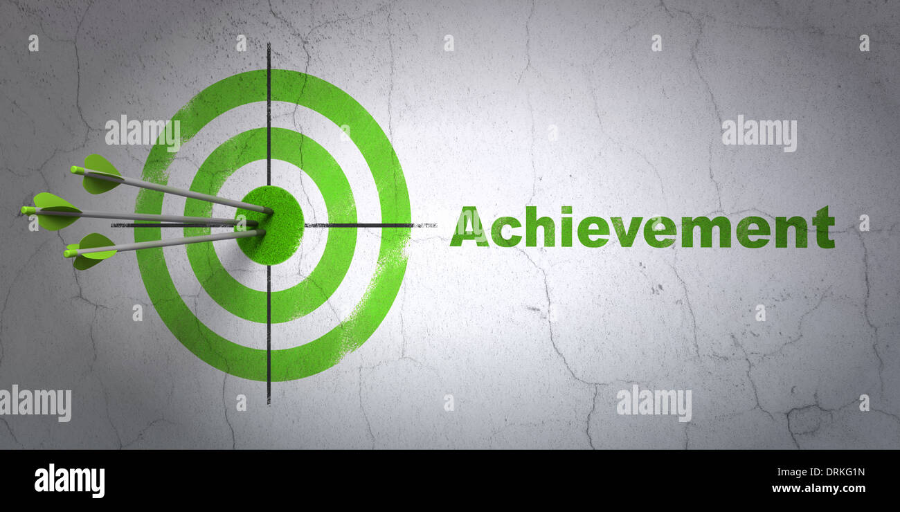 Education concept: target and Achievement on wall background Stock ...