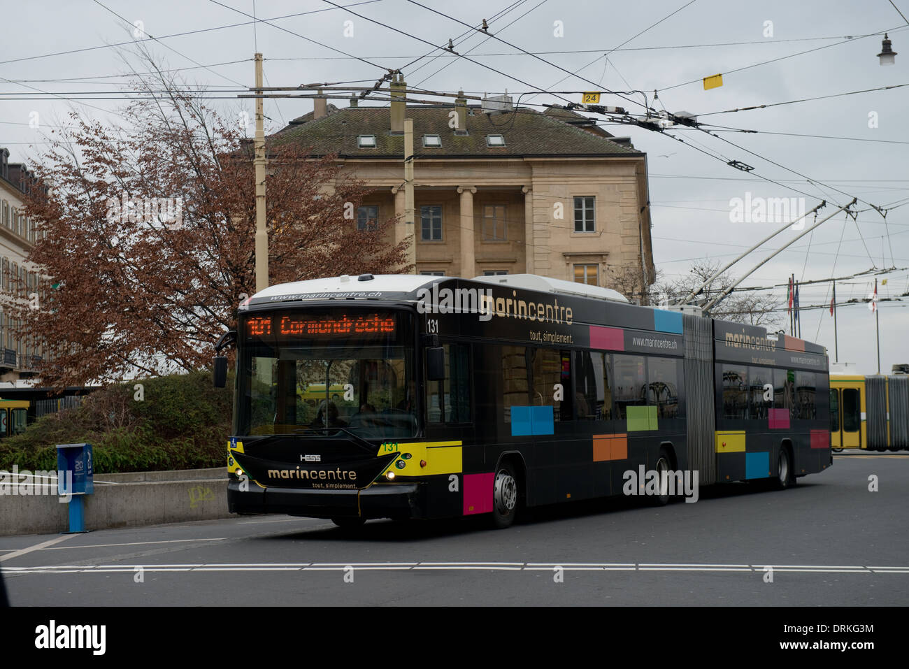 Articulated Trolleybus at Place Pury, Neuchâtel -1 Stock Photo - Alamy