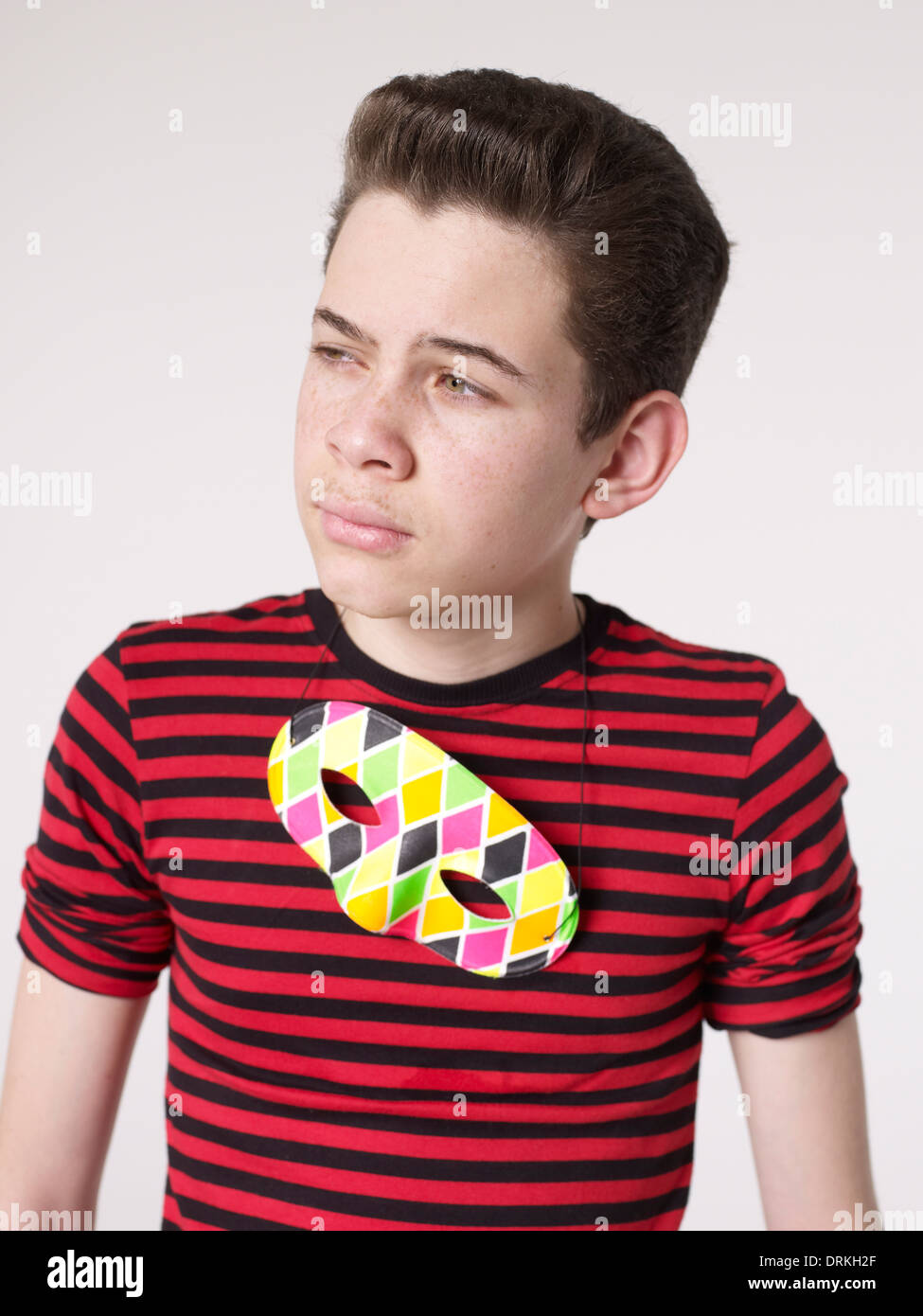 Boy with eye mask around his neck Stock Photo - Alamy