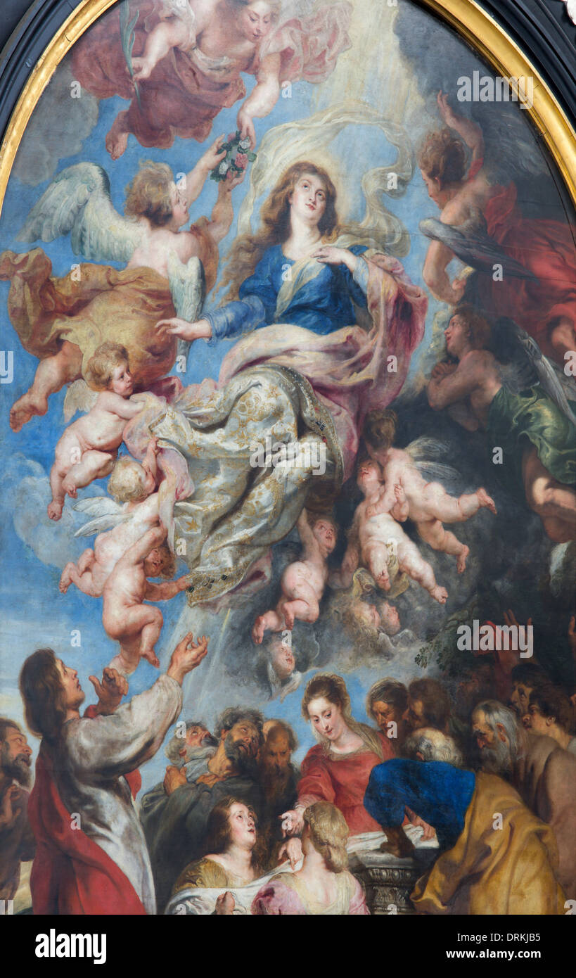 Antpwerp - Assumption of Virgin Mary scene on main altar of in the cathedral of Our Lady by ...