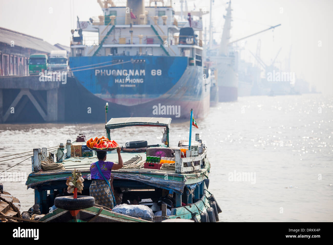 Ships in port, Yangon, Myanmar Stock Photo - Alamy