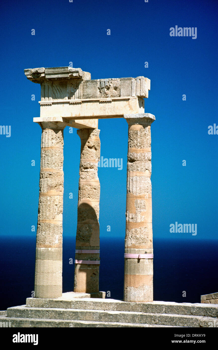 Ancient Classical Greek Athena Temple (200 BC) Lindos Rhodes Greece ...
