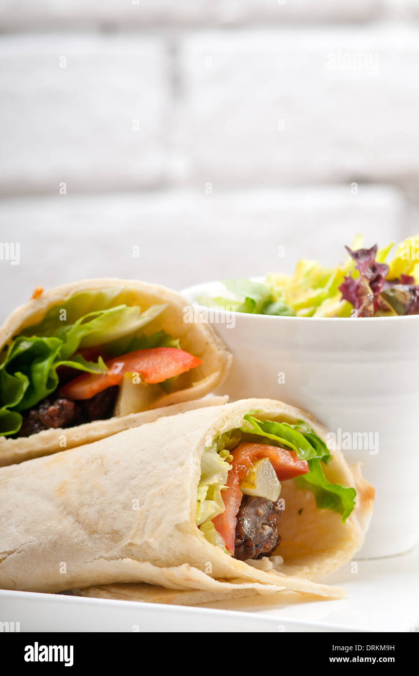 kafta shawarma chicken pita wrap roll sandwich traditional arab mid ...