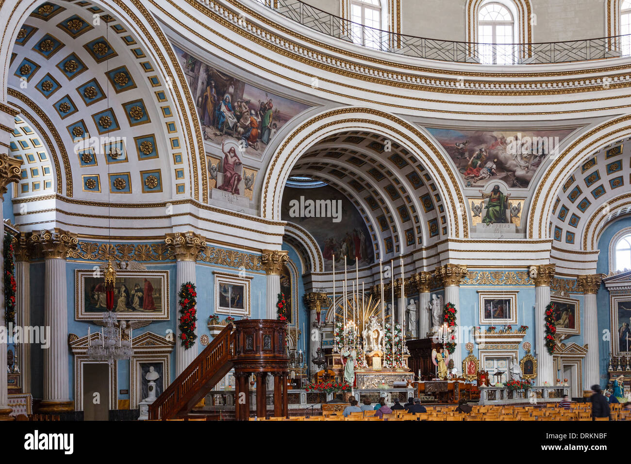 Beneath the Mosta Dome - interior of St Mary's Church, Mosta, Malta ...