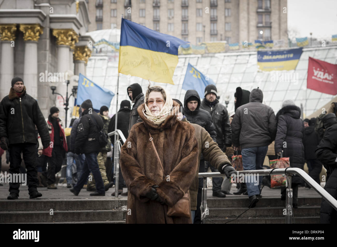 Kiev, Ukraine. 28th Jan, 2014. Protests continue at the barricades and ...