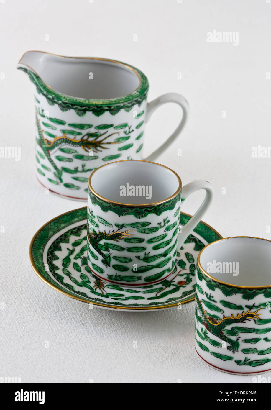 Chinese teacups and milk jug Stock Photo - Alamy